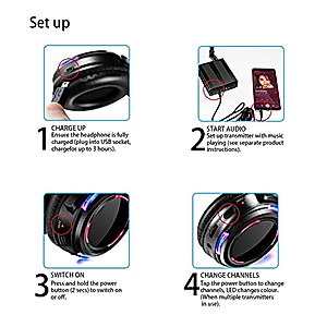 AYVVPII 10pcs Bundle Wireless Silent Disco LED Flashing Light Headphones with 1 Transmitter 500m Distance