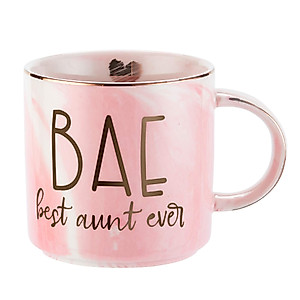 Aunt Gifts from Niece, Nephew - BAE Best Aunt Ever - Funny Gift for Aunts - Best Aunt Ever Gifts for Birthday, Christmas - Great Auntie Gifts - Cute Favorite Aunt Mug, Ceramic 11.5oz Coffee Cup