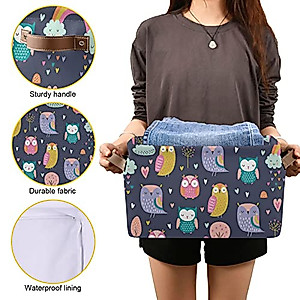 xigua Owl Storage Basket Storage Bin Organizer Basket, Foldable Rectangular Storage Box with Handles for Home Office