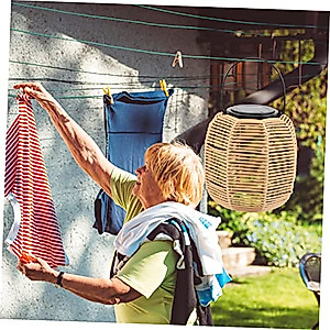 LABRIMP Landscape Light for Lawn Table Hanging LED Rattan Wedding Lights Decoration Handle with Patio Lantern Yard Garden Yellow Solar Lamp Outdoor