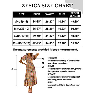 ZESICA Women's 2025 Summer Boho Floral Print Square Neck Ruffle Swing Beach Long Maxi Dress,GreyGreen,Medium