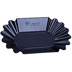 Dovewill 6x Durable Plate Plastic Dish Coffee Beans Cupping Sample Tray - Oval Black Reusable Tableware