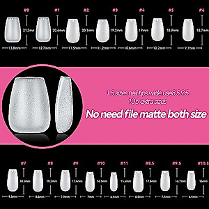 UNA GELLA Short Coffin Nail Tips - 360 PCS Double Matte Soft Gel Nail Tips in 15 Sizes, Pre-shaped Full Cover Press on Clear Acrylic False Gelly Nail Tips for DIY Nail Extensions with Gift Box