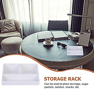 Tofficu 3 Compartment Coffee Condiment Holder Coffee Holder Storage Organizer Coffee Sugar Tea Bags Holder for Breakroom Office Home use