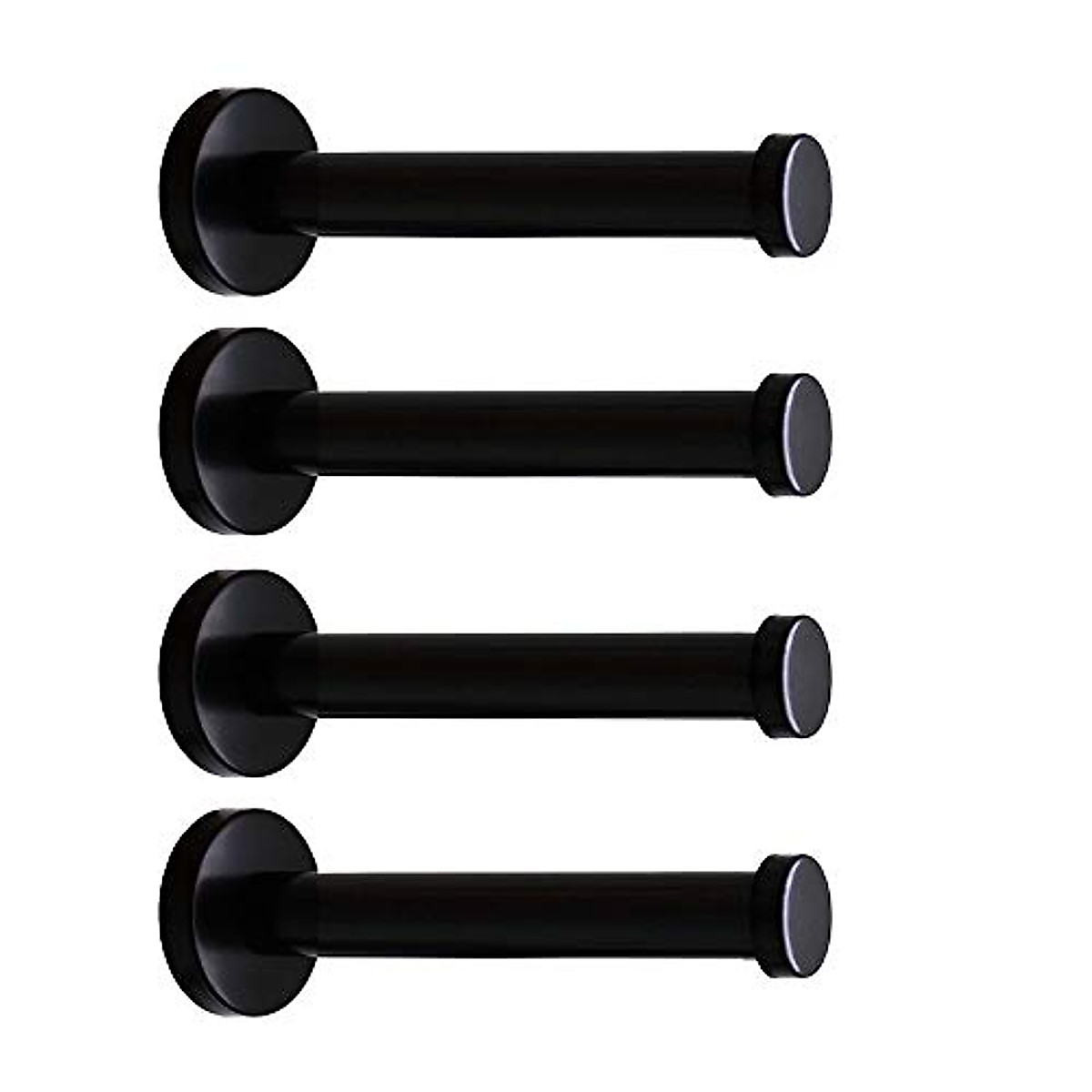 NELXULAS Classic Black Stainless Steel Heavy Duty Wall Mount Hooks, Bath Towel Hooks, Coat Hanger, Handbag Hooks, 4 in Pack (6")