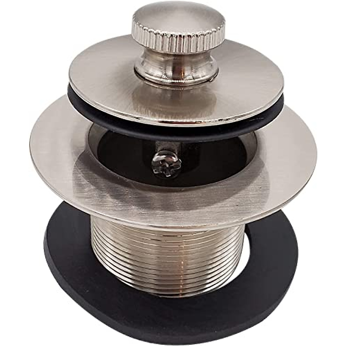 Westbrass D941K-07 1-3/8" Fine Thread Twist & Close Bathtub Drain Trim with One-Hole Overlfow Faceplate, Satin Nickel