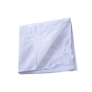 MileyMarla Womens Cotton Handkerchiefs Flower Embroidered Lace Ladies Hankies 6PCS