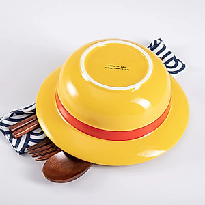 CHUNGE 5PCS ONEPIECE Japanese Ramen Ceramic Bowl Set Luffy Straw Hat Ramen Bowl With Chopsticks Anime Fans Gift（4Pcs）