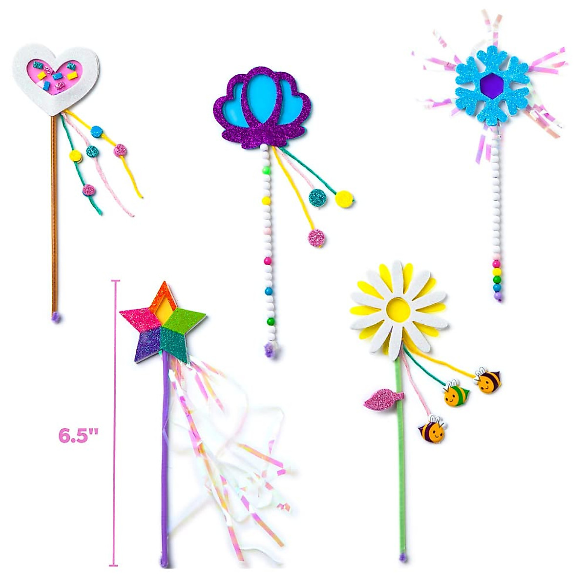 Craft-tastic — Make Your Own Little Magical Wands — Everything Included for 5 Fun DIY Magic Wands Art & Crafts Projects — Ages 4+