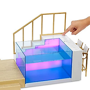 Rainbow High Color Change Pool & Beach Playset : 7-in-1 Light-Up-Multicolor Changing Pool, Adjustable Umbrella, and Pool Accessories. Fits 7 Fashion Dolls, Toy Gift for Kids Ages 6 7 8+ to 12 578475