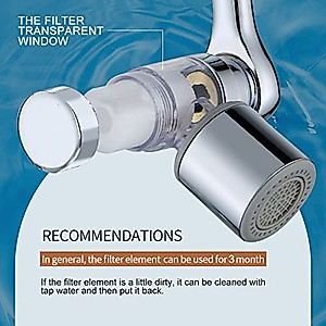 1080 Degree Rotatable Faucet Aerator with Filter,Universal Swivel Robotic Arm Swivel Extension Faucet Aerator 2 Mode Splash Extension Faucet Extender Attachment, Washing Eye/Hair/Face/Brush Teeth