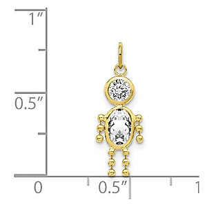 Auriga Fine Jewelry 10K Yellow Gold April Boy Birthstone Charm Pendant for Women (L- 0.79 Inch, W- 0.4 Inch)