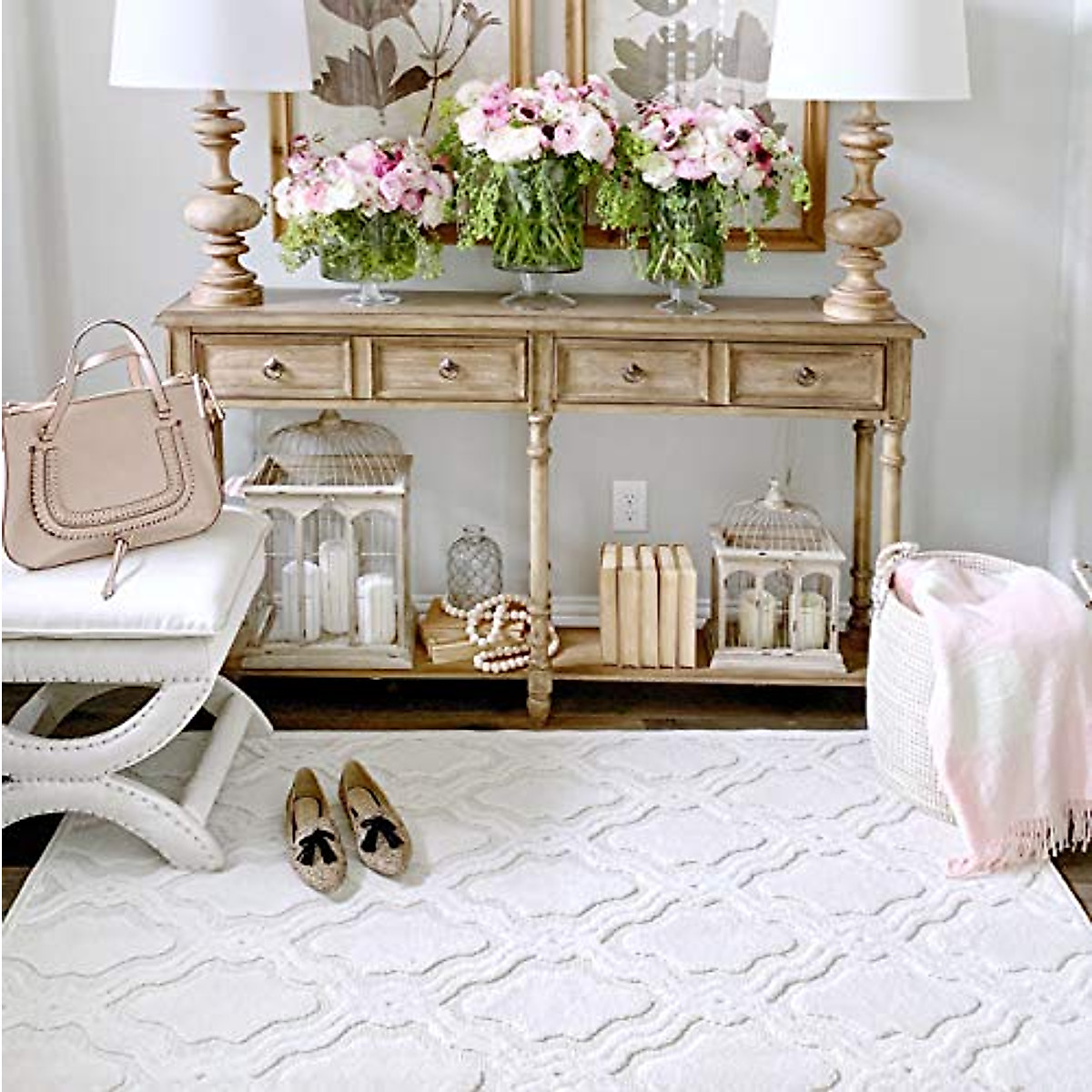 My Texas House by Orian Indoor/Outdoor Cotton Blossom Area Rug, 9' x 13', Natural