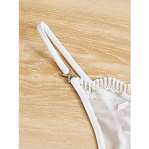 OYOANGLE Women's 7 Pieces Bow Low Rise Scallop Trim Thong Panties Contrast Lace Underwear Multicolor M