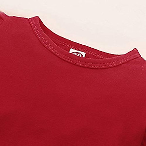 Toddler Baby Girl Solid Color Dress Kids Long Sleeve Ruffle Skirt Playwear (Red, 4-5T)