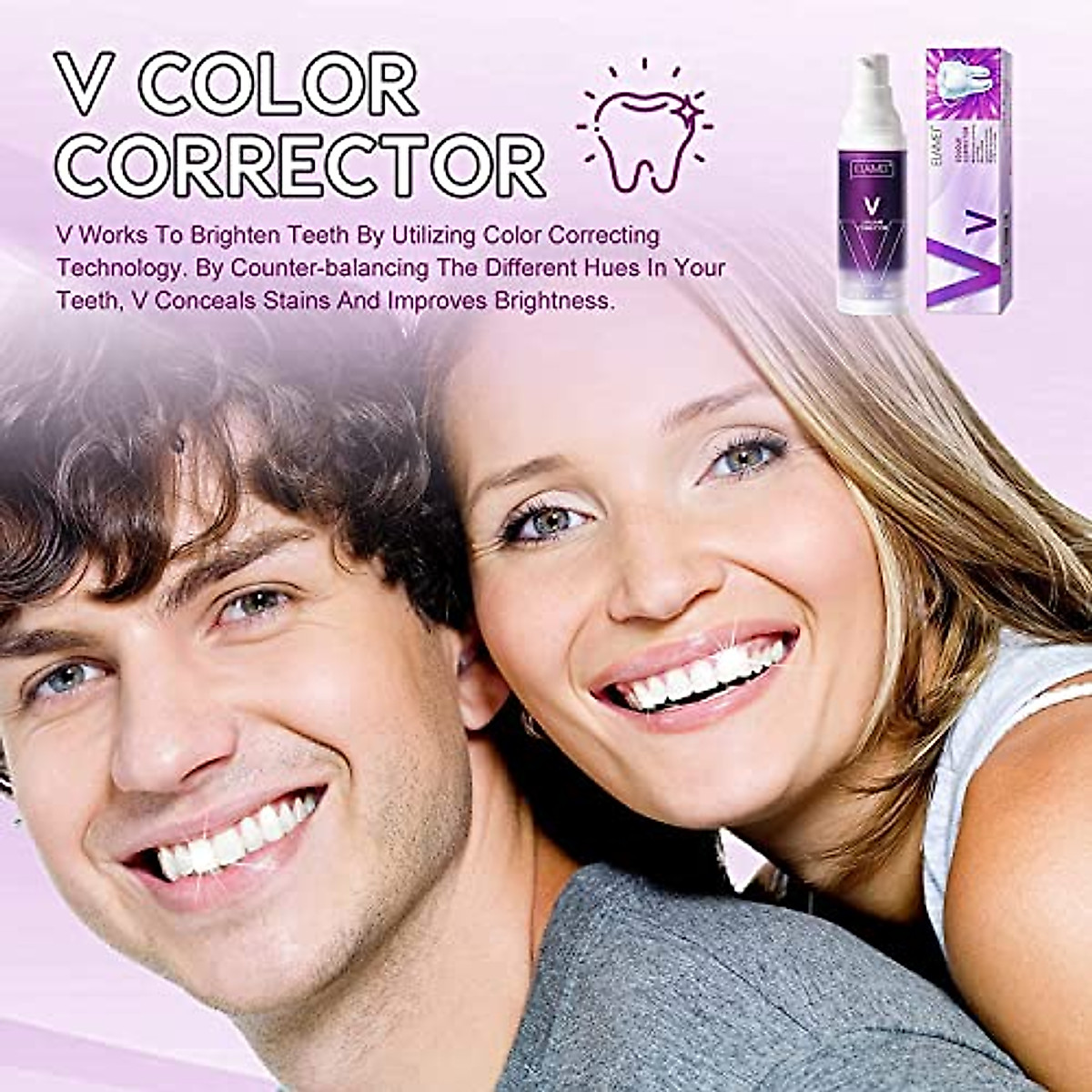 2Pcs Teeth Whitening Toothpaste, Dental Colour Corrector, Purple Toothpaste for Teeth Whitening, Travel Toothpaste, Non-invasive Purple Teeth Whitener Tooth Paste, Reduce Yellow Stains