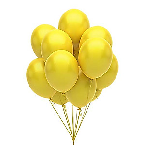 Pack of 100, 12 inches Yellow Party Balloons, Balloons Bulk, Balloons for Birthdays (Yellow)