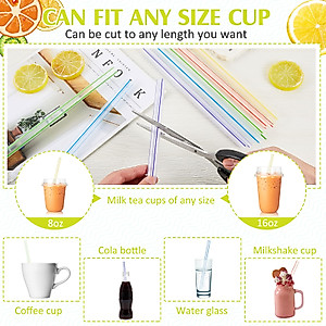 300 Pcs Jumbo Boba Straws Large Smoothie Straws Individually Wrapped Bubble Tea Striped Straws 9.06 Inches Extra Wide Plastic Milkshake Straws Disposable Drinking Straws with Pointed End for Drinks