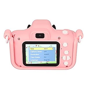 Kids Camera, Cute Lightweight Kids Digital Camera, 2in Screen Children Camera for Photo Video MP3 3‑10 Years Old Kids(Pink Without 32G Memory Card with Card Reader)