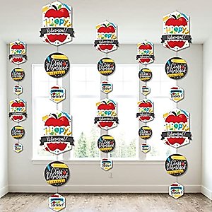 Big Dot of Happiness Teacher Retirement - Happy Retirement Party DIY Dangler Backdrop - Hanging Vertical Decorations - 30 Pieces