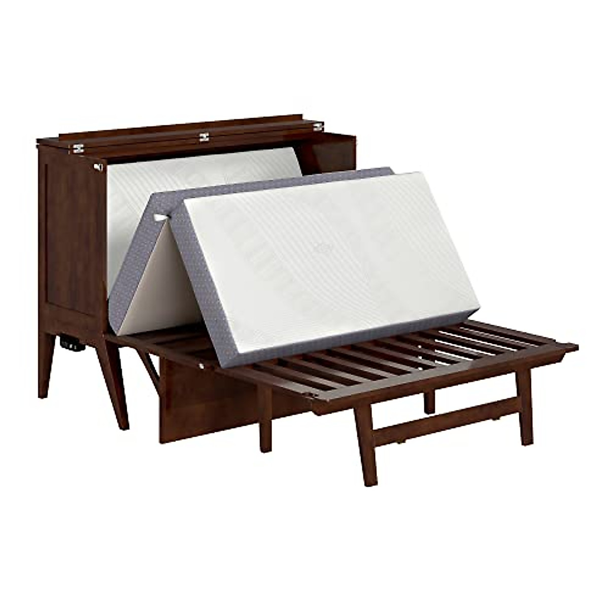 AFI, Northampton Murphy Bed Desk with Premium 6 Inch Folding Memory Foam Mattress and Built-in Charger, Full Size, Walnut