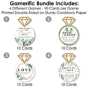Big Dot of Happiness Boho Botanical Bride - 4 Greenery Bridal Shower Games - 10 Cards Each - Gamerific Bundle