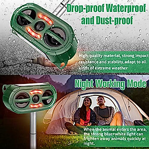 Ultrasonic Animal Repeller,Solar Powered Animal Repellent Outdoor Cat Repellent Dog Deterrent Waterproof Ultrasonic Bird Repellent with Motion Sensor for Squirrel Rabbit Fox Raccoon,Yard Garden Farm