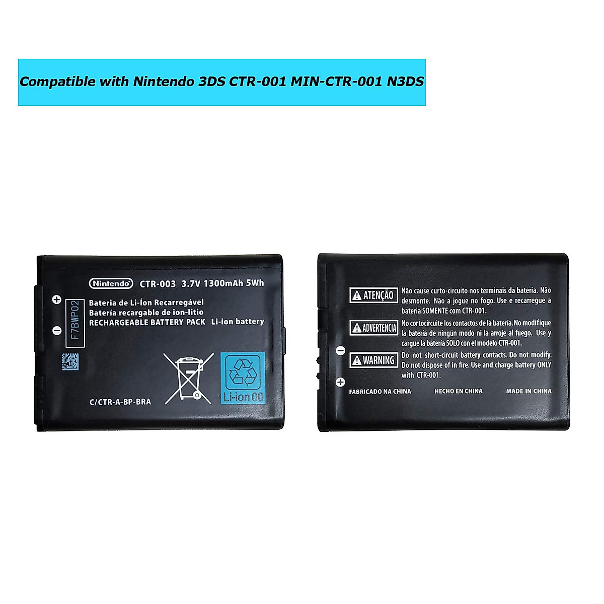 Vvsialeek CTR-003 Replacement Battery Compatible with Nintendo 3DS CTR-001 MIN-CTR-001 N3DS with Toolkit