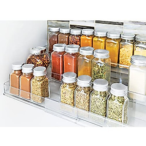 iDesign 64140 iDesign Linus Plastic Expandable Multi-Level Spice Rack, 3-Tiered Customizable Organizer for Kitchen, Bathroom, Office Cabinet and Countertop, 26.29" x 9.50" x 4.11" extended, Clear
