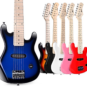 WINZZ EGM100 30 Inches Real Kids Electric Guitar with Beginner Kit, Right Handed, Blueburst