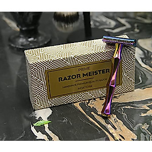 Safety Razor - 50 Safety Razor Blades - Double Edge Blades - Safety Razor Kit For Men & Women W/Safety Razor Leather Protective Case - German Stainless Steel - Ergonomic - wood - Mild