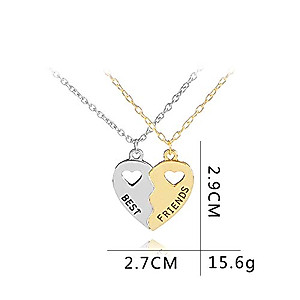 Best Friend Birthday Gifts for BFF Necklace for 2 Girls Friendship Gifts for Women Love Heart Necklace 2 Pcs