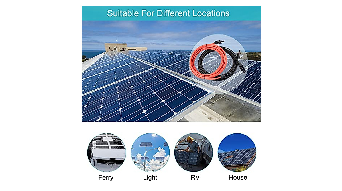 20FT Solar Panel Extension Cable - Durable & Waterproof