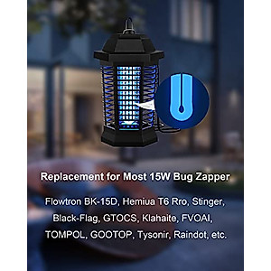 Bug Zapper Light Bulb Replacement for 15W Bug Zapper with 4-Pin Base, Ful 15W-BL U Shaped Twin Tube Bulb for Outdoor Mosquito Zapper, 1 Pack
