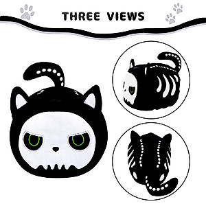 Koiernr Halloween Black Cat Plush Toy Black Cat Pillow, Black Cat Stuffed Animal Pillows Cute Skeleton Black Cat Plushie Toys Gifts for Kids Adults Birthday Gifts Halloween Home Decor