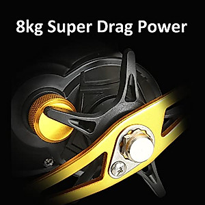 Baitcasting Fishing Reels - Smooth 17 + 1 BB Baitcast Fishing Reel Baitcaster 8kg Max Drag 8.0:1 Gear Ratio Magnet Braking System