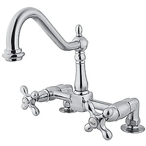 Kingston Brass KS1141AX Heritage Bridge Kitchen Faucet, 8-3/4-Inch, Polished Chrome