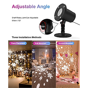 aandz Christmas Snowflake Projector Light, HD Dynamic LED Snow Lights Projection, IP65 Waterproof Outdoor Indoor Holiday Projection Lamp Decoration for Xmas Holiday, New Year, House, Party