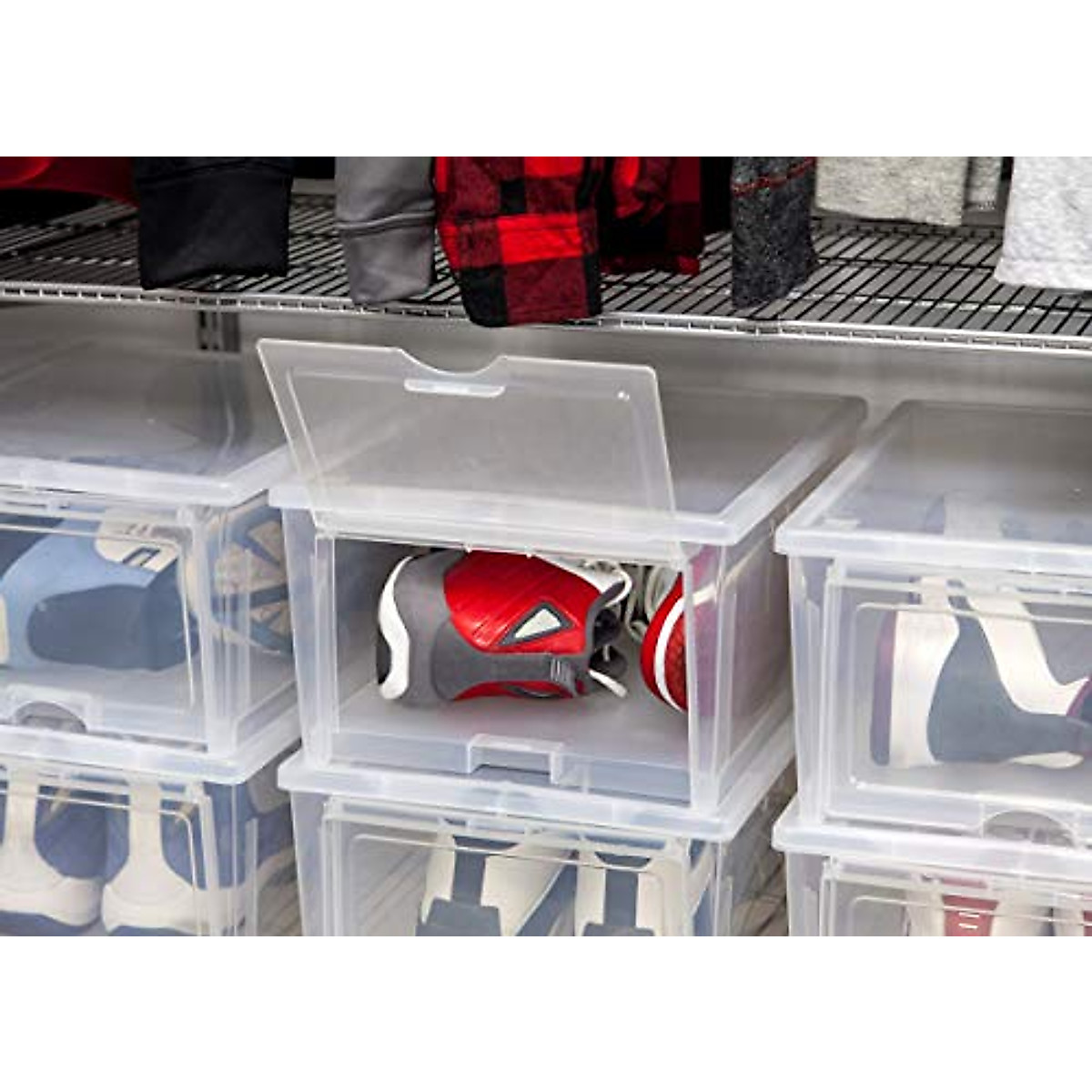 IRIS USA, Inc. IRIS Easy Access Men's Shoe Box, 4 Pack, Wide, Clear