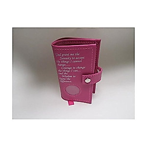 Pocket Size Double Alcoholics Anonymous AA Big Book & 12 Steps & 12 Traditions Book Cover Medallion Holder Pink