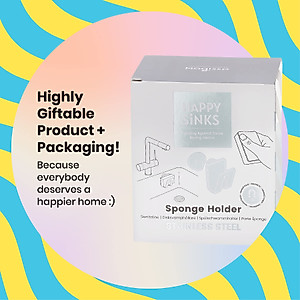 Happy Sinks Magnetic Sponge Holder for Kitchen Sink - Suitable for Steel - Metal - Composite Sinks - Strong Magnetic Backing - Durable and Sustainable Solution - Sink Caddy Sponge Holder - (Steel)
