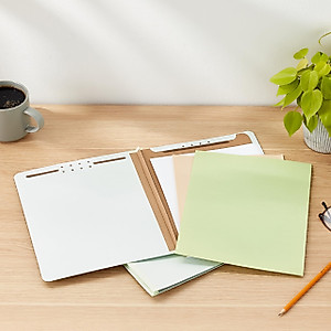 Amazon Basics 10-Pack Letter Size Pressboard Classification File Folders with Fasteners, Dividers, 2” Expansion - Green