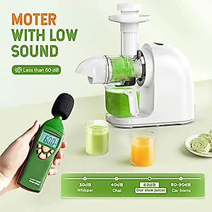 Cold Press Juicer Machine with Ceramic Auger, Slow Masticating Juicer 95% Juice Yield with Reverse Function, Quiet Motor Extractor, Easy to Clean Brush,Fruit Juicer, Vegetable Juicer