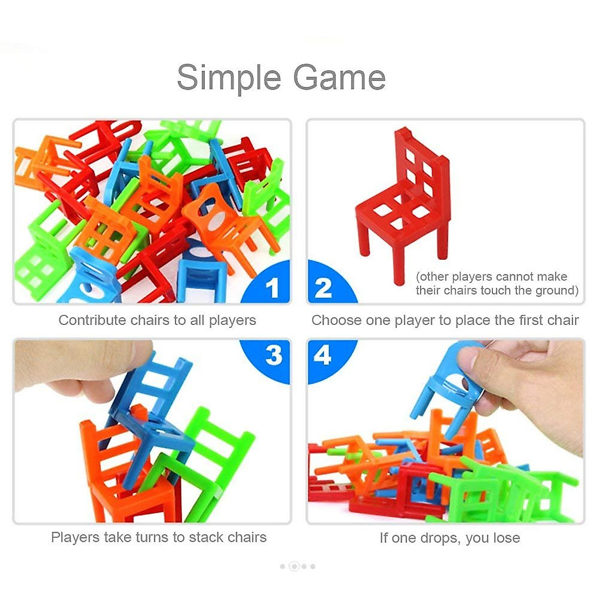 Jenilily Stacking Chairs Game Family Board Balancing Toys Games for Kids (18 Chairs Toys Set)