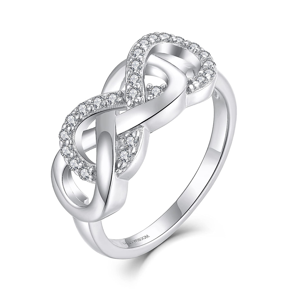 JO WISDOM Double Infinity Promise Ring for Her for Women Sterling Silver Cubic Zirconia Wedding Engagement Bands Ring size10