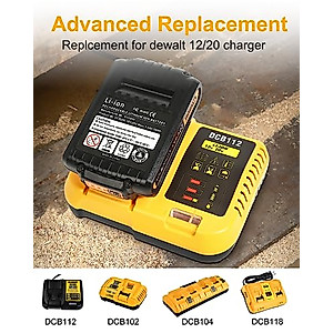 3.0Ah Replacement for Dewalt Battery 20V 2Pack and Charger Compatible with DCB102 DCB104 DCB118 DCB115 DCB205 DCB204(Orange)