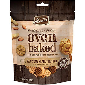 Merrick Oven Baked Dog Treats - Paw'some Peanut Butter with Real Peanut Butter - 11 oz Bag