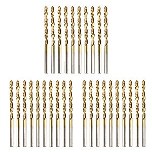 DRILLFORCE, 5/16 inch Hss Drill Bits, 30 pcs, Titanium Coated, Jobber Length, 5/16 inch Twist Drill Bits