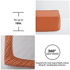 Anluoer Queen Comforter Set, Burnt Orange Boho Bed in a Bag 7 Pieces with Comforter and Sheets, All Season Bedding Sets with 1 Comforter, 2 PillowShams, 2 Pillowcases, 1 Flat Sheet, 1 Fitted Sheet