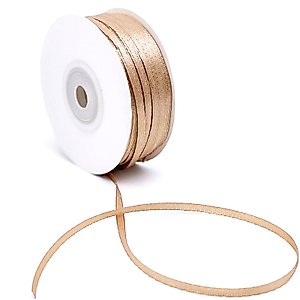 Capesaro Champagne Ribbon - 1/8 inch x 100 Yards Solid Color Double Face Thin Satin Ribbon for Gift Wrapping Flowers Bouquet Baby Hair Accessories Wedding Birthday